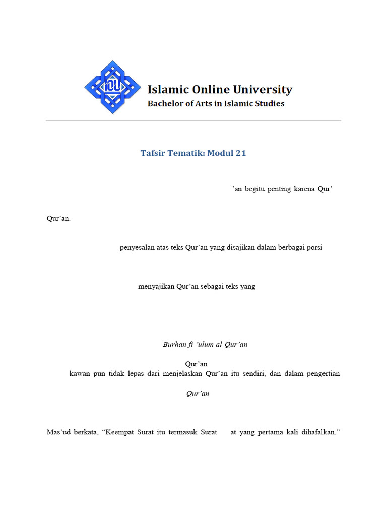 21 Tematic Tafsir | PDF