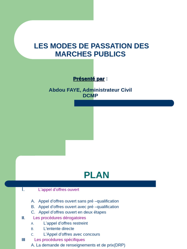 Modes de Passation des Marchés Publics | PDF