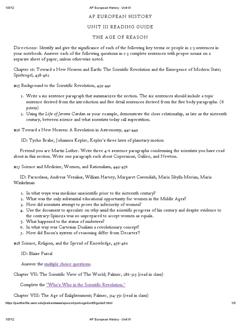 AP European History: Age of Reason Guide | PDF | Age Of Enlightenment ...