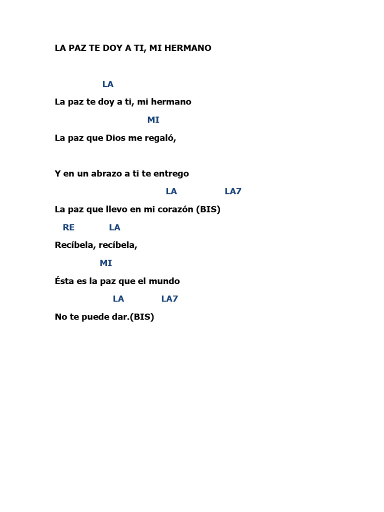La Paz Te Doy a Ti, Mi Hermano | PDF