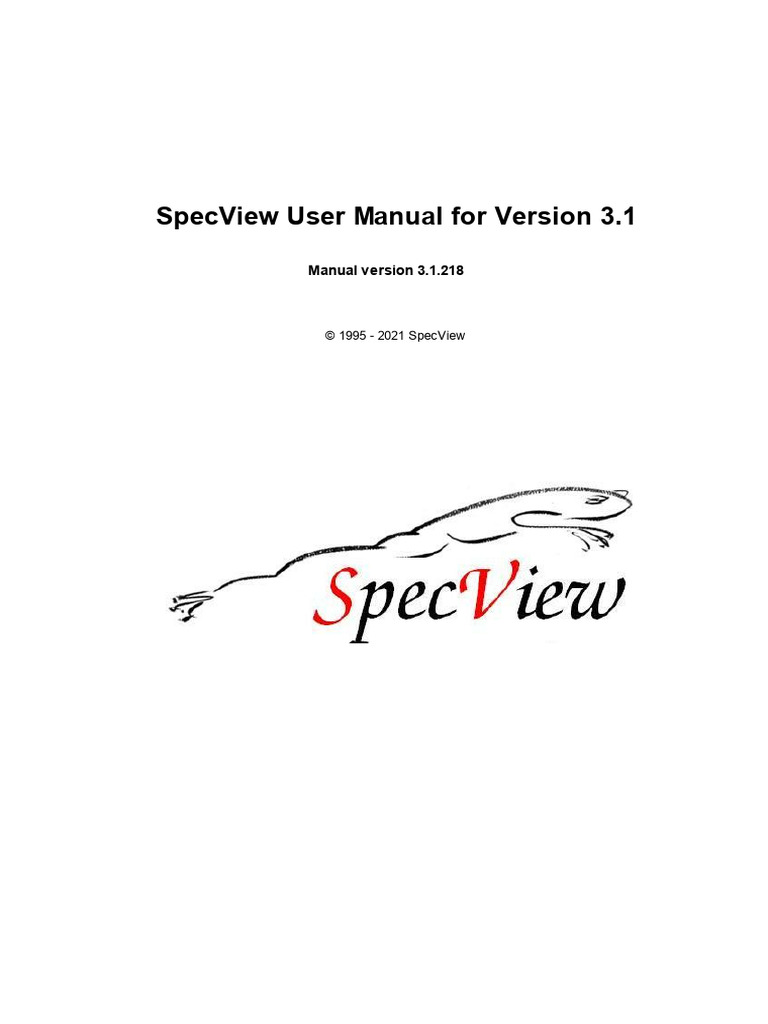 Specview User Manual For Version 3.1 | PDF | Microsoft Windows | Trademark