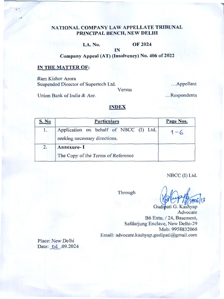 NBCC Seeks Directions in Supertech Insolvency | PDF | Expense | Legal ...