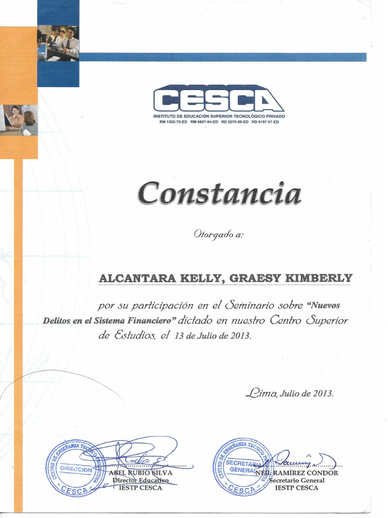 Certificado Cesca | PDF