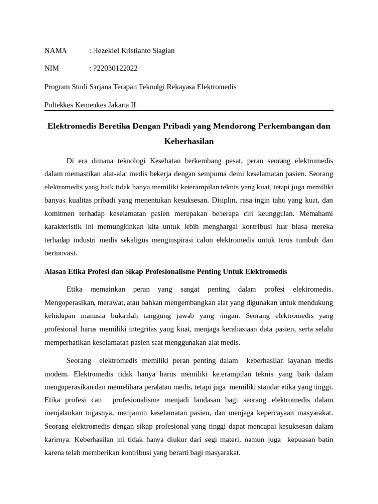 Elektromedis Beretika Dengan Pribadi Yang Mendorong Perkembangan Dan ...