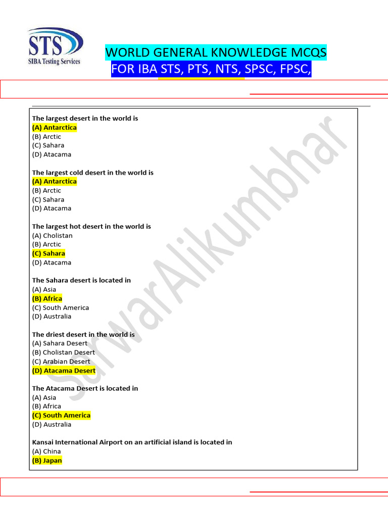 Most Rpeated World General Knowledge Mcqs For All Exam | PDF | Olympic ...