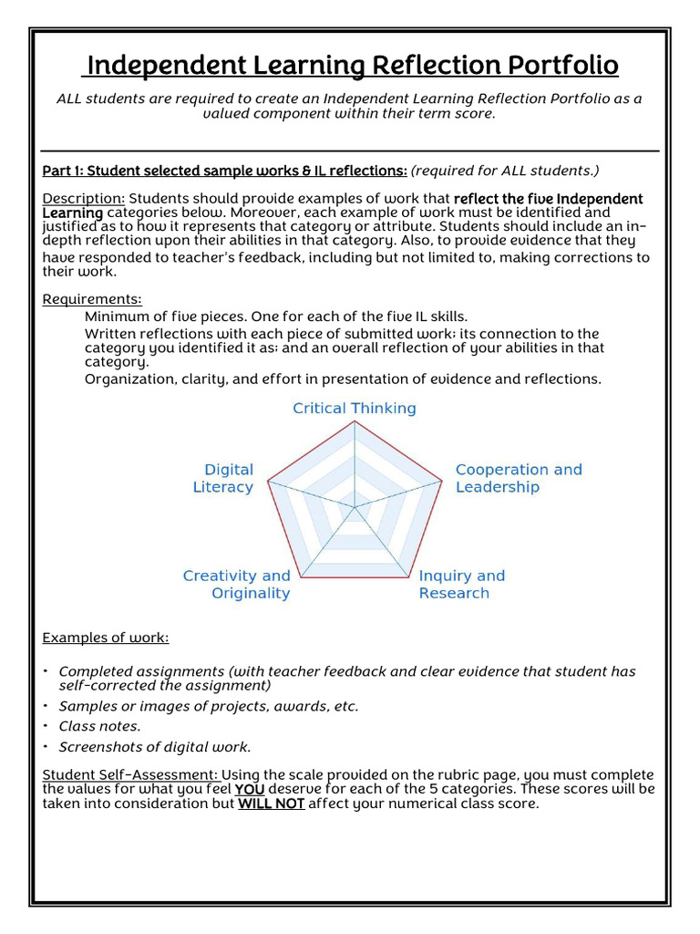 Independent Learning Reflection Portfolio - 2023 | PDF | Cognitive ...