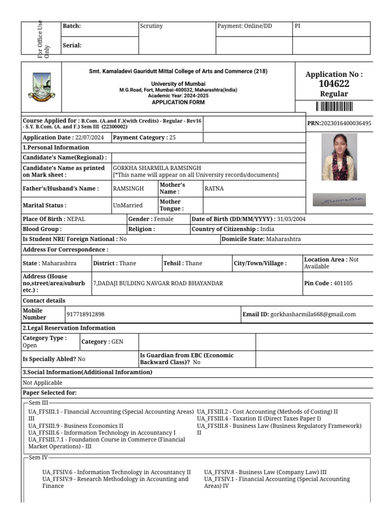 Sharmila Mumbai University | PDF | Accounting | Taxes