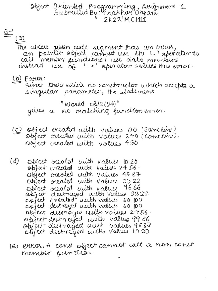 OOPS Assignment1 2K22 MC 111 | PDF