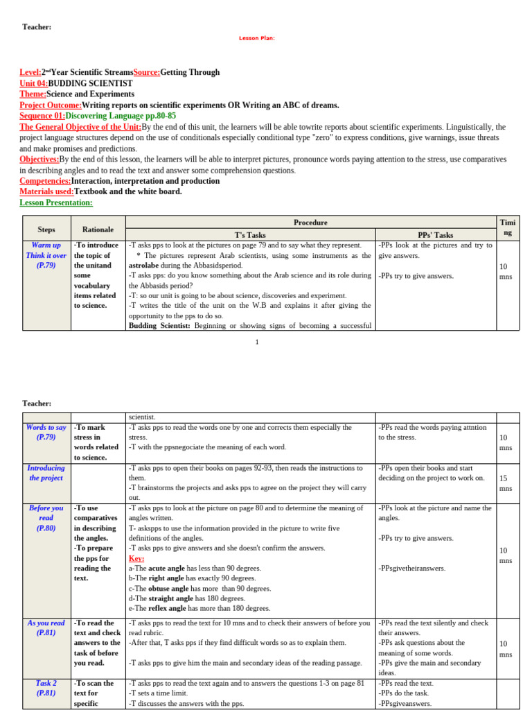 Unit Plan Buddint Final | PDF | Sentence (Linguistics) | Stress ...