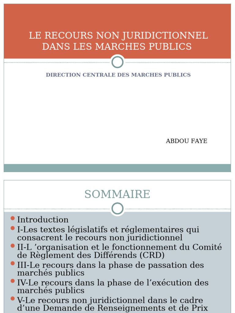 Le Recours Non Juridictionnel | PDF | Finance et gestion monétaire | Sciences sociales