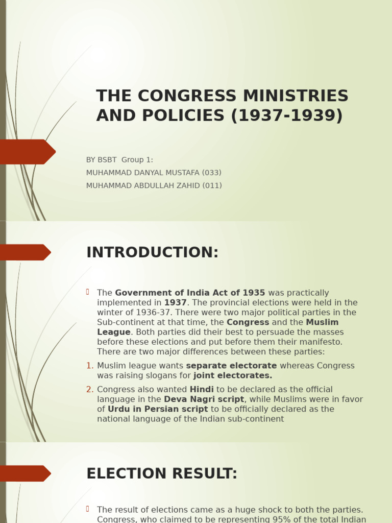 Congress Ministries and Muslim Policies (1937-1939) | PDF | All India ...