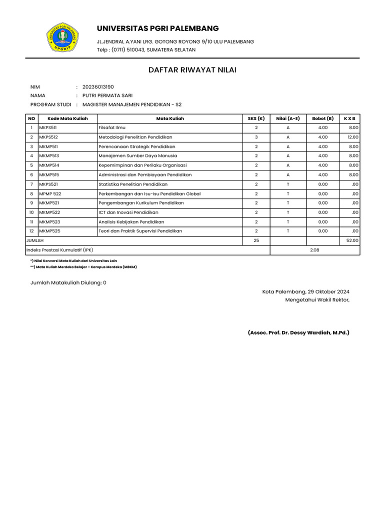 Sisfo Akademik Universitas Pgri Palembang | PDF