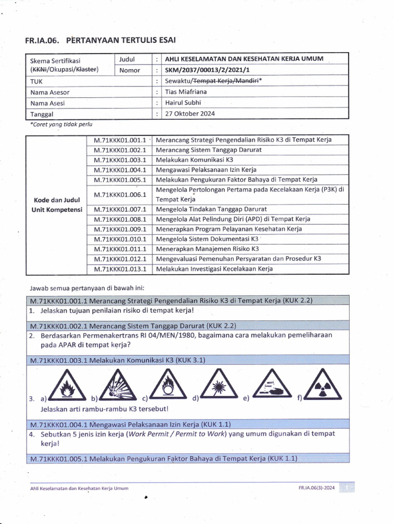 Lembar Jawaban Hairul Subhi | PDF
