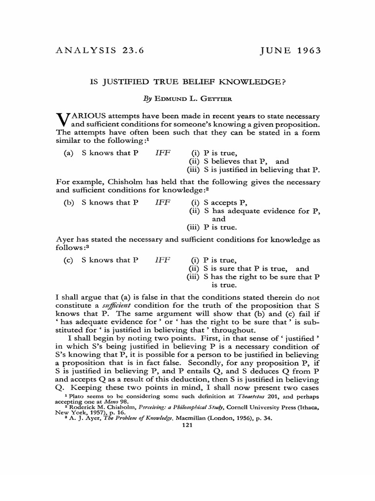 Filosofia- gettier | PDF | Knowledge | Logic