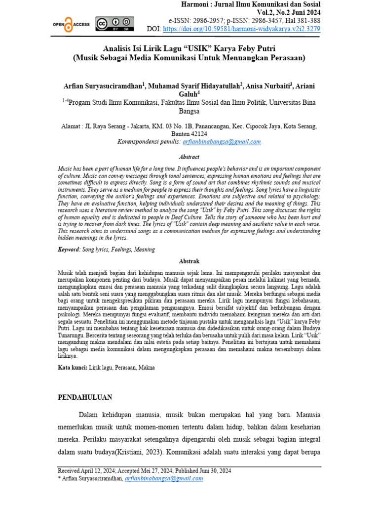 HARMONI - VOLUME 2, NO. 2, JUNI 2024 Hal 381-388 | PDF