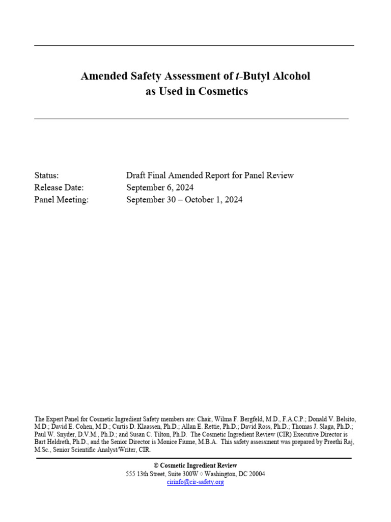 T-Butyl Alcohol 2 | PDF | Food And Drug Administration | Dose ...