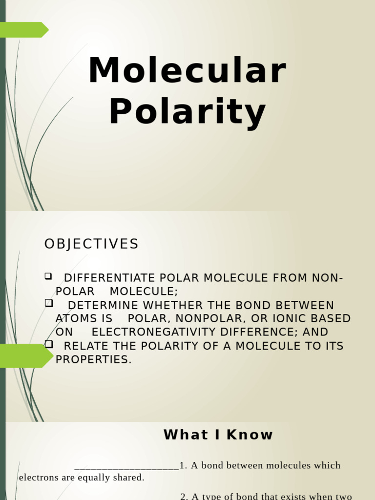 Determining Molecular Polarity | PDF | Chemical Polarity | Chemical Bond