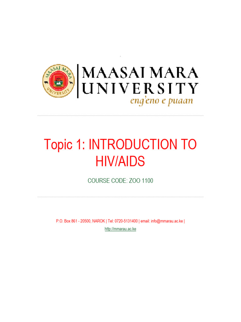 ZOO 1100_Lecture Notes Week 1_Introduction to HIV AIDS-1 | PDF | Hiv ... ZOO 1100_Lecture Notes Week 1_Introduction to HIV AIDS-1 | PDF | Hiv ...