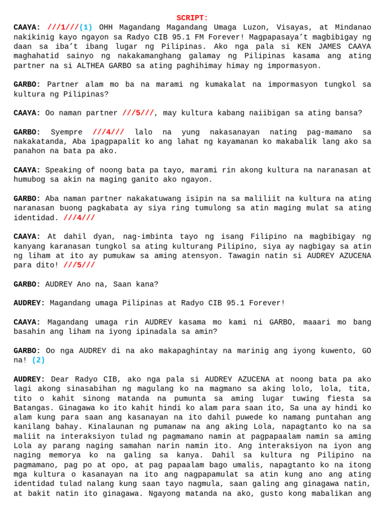 Filipino Broadcast Script | PDF