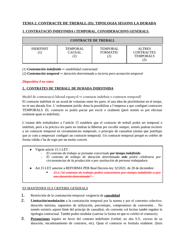 TEMA 2_ CONTRACTE DE TREBALL (II) | PDF