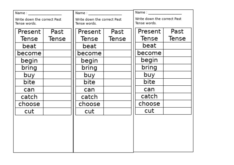 Past Tense Year 3 | PDF | Home & Garden | Self-Improvement