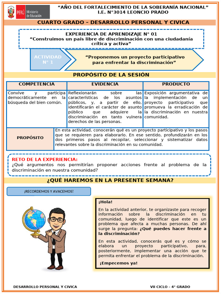 ACTIVIDAD DE DPCC 4°to sec | PDF | Exclusión social | Discriminación