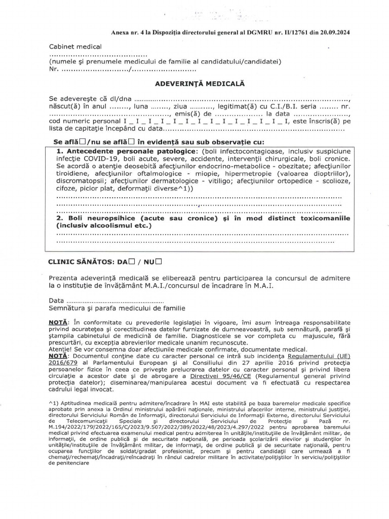 Adeverinta Medicala | PDF