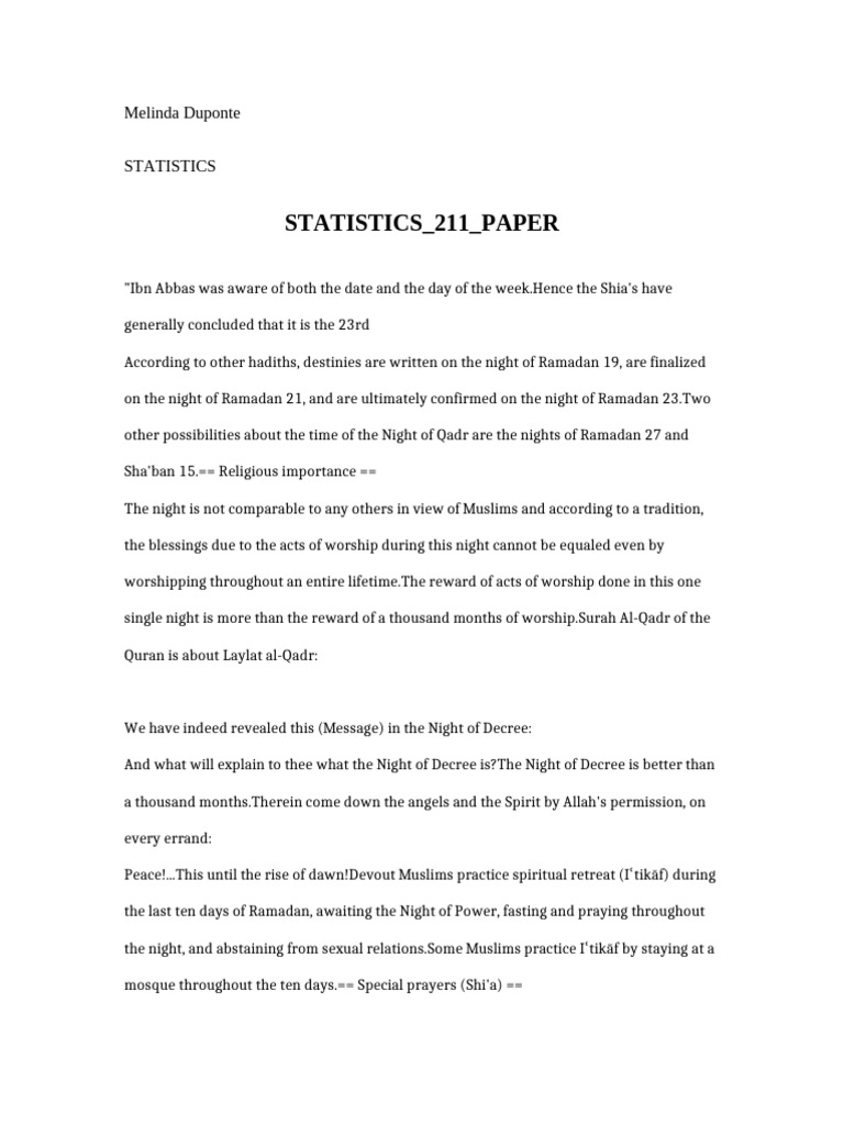 Statistics 211 Paper | PDF