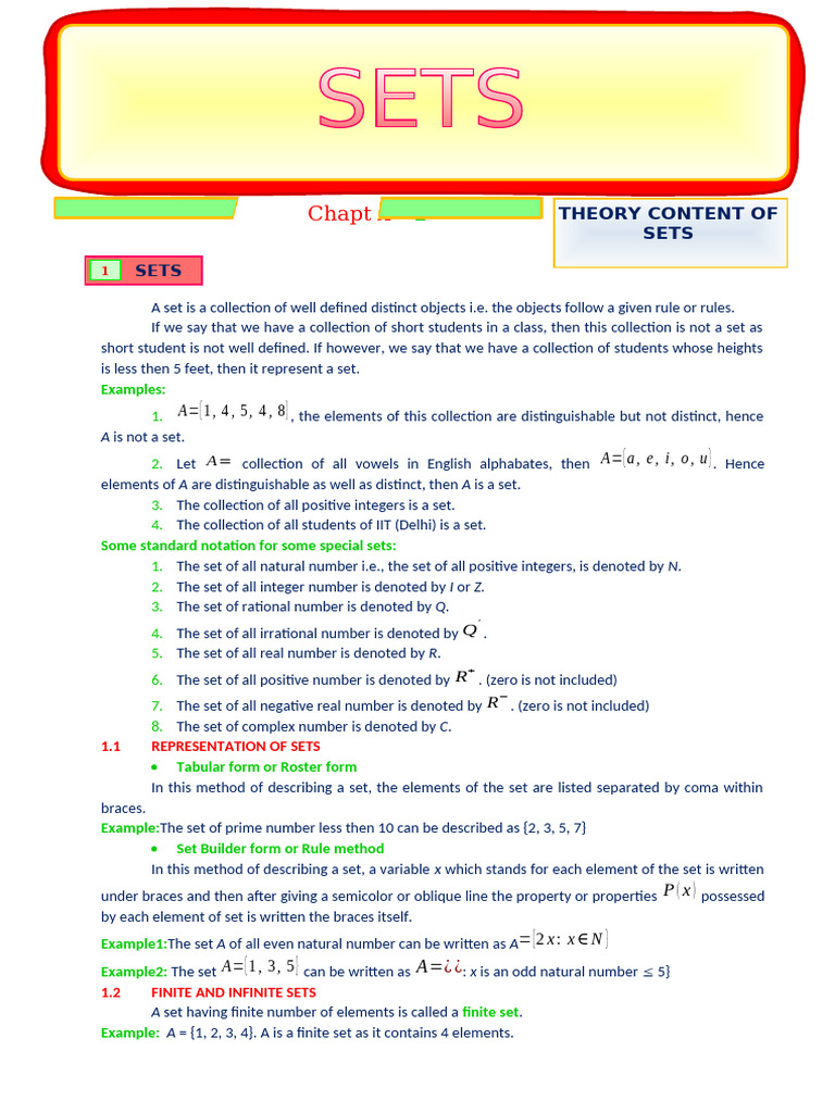 Sets | PDF | Numbers | Subset