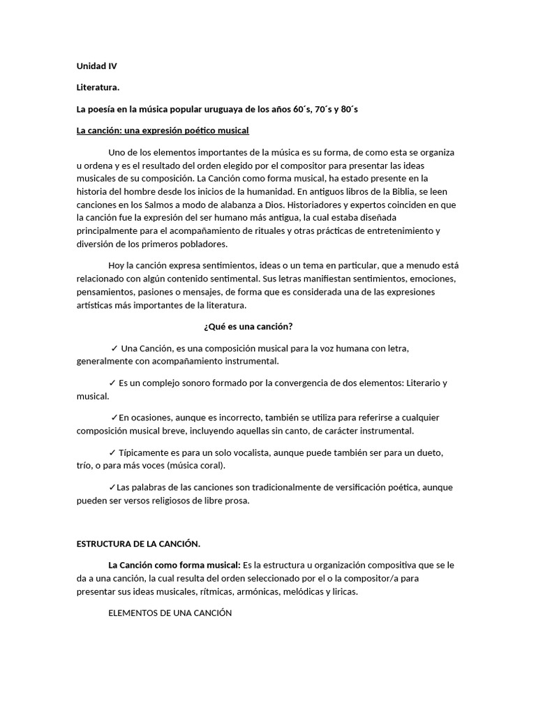 Estrucutura de La Canci N. | PDF | Canciones | Poesía