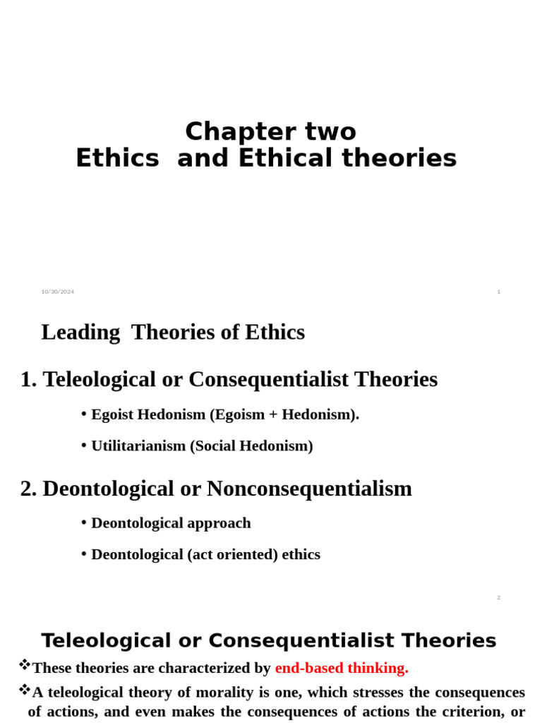 Ethics and Ethical Theories Overview | PDF | Utilitarianism | Hedonism