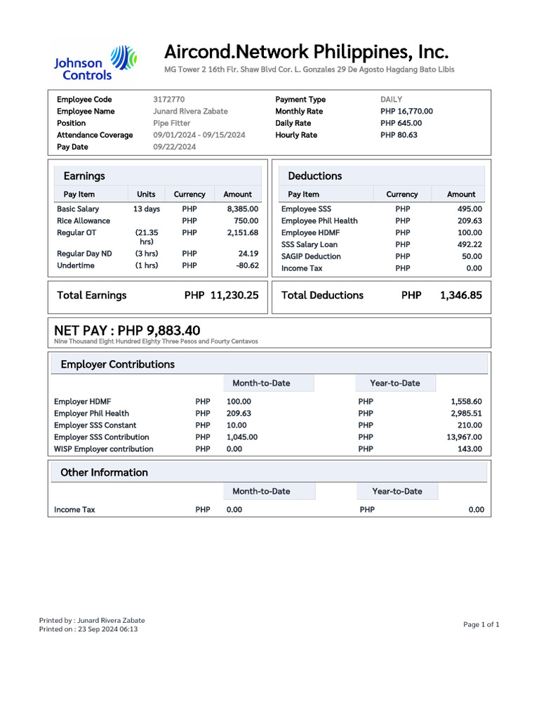 Payslip New 20249 | PDF | Currency | Public Finance