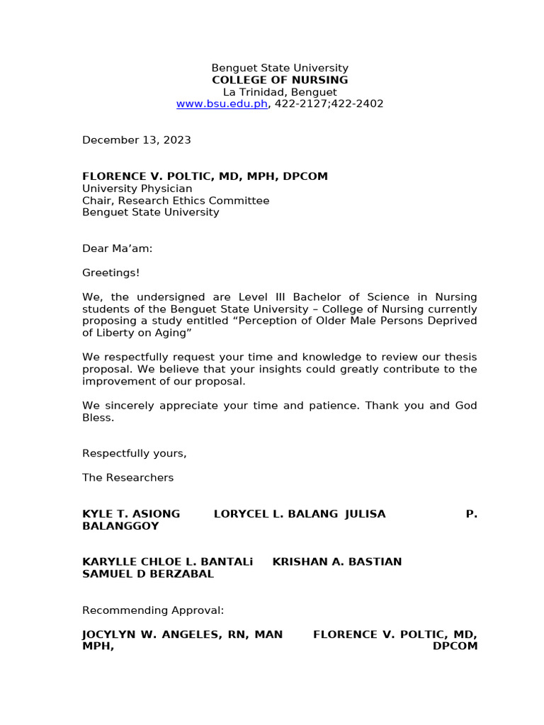 Letter to Chair | PDF