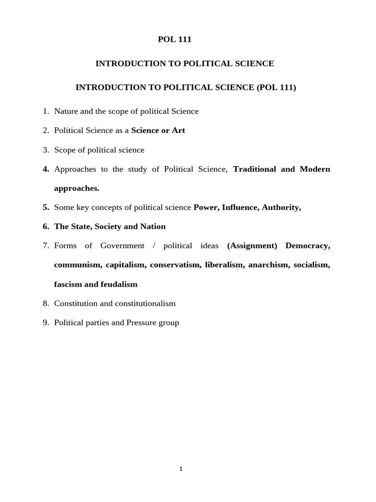 pol 111 handbook 2byralord | PDF | Power (Social And Political) | Science