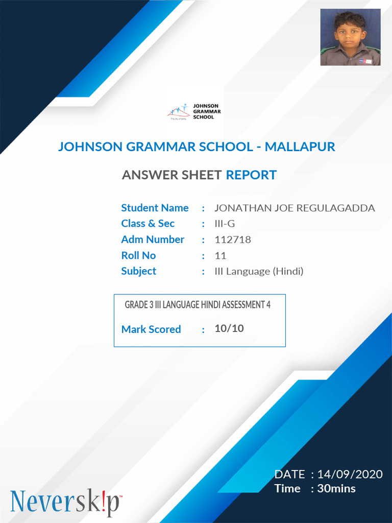 Grade 3 Iii Language Hindi Assessment 4 | PDF