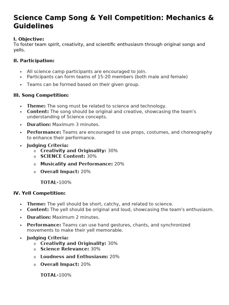 Songs and Yells Guidelines and Mechanics | PDF