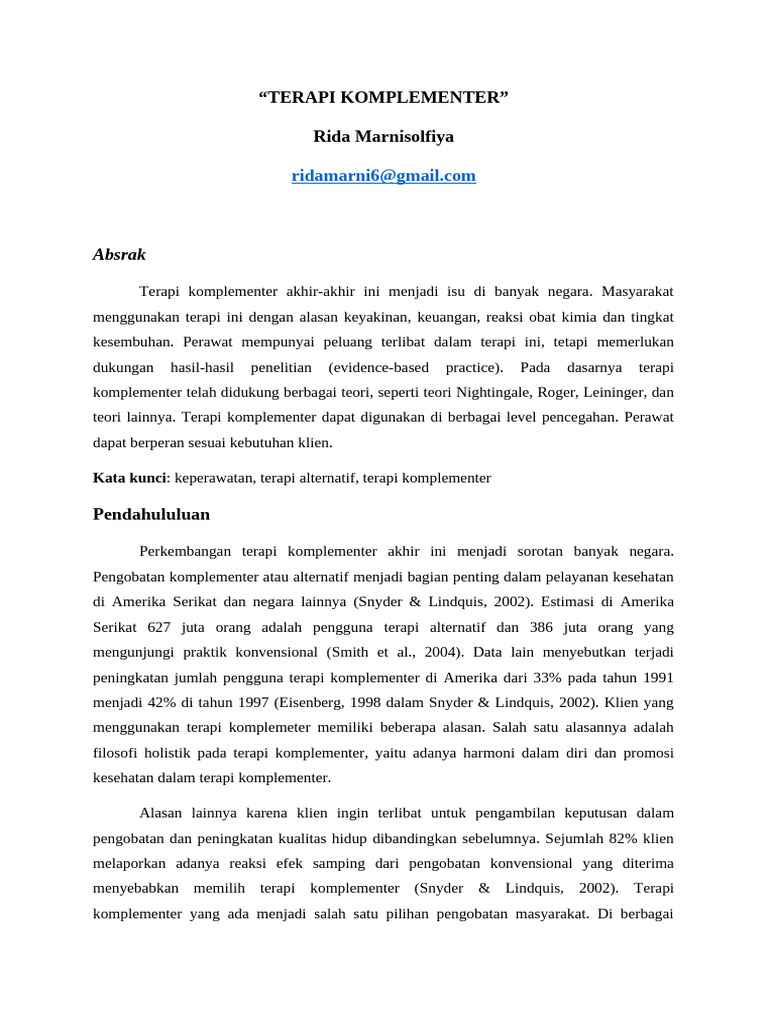 Terapi Komplementer | PDF