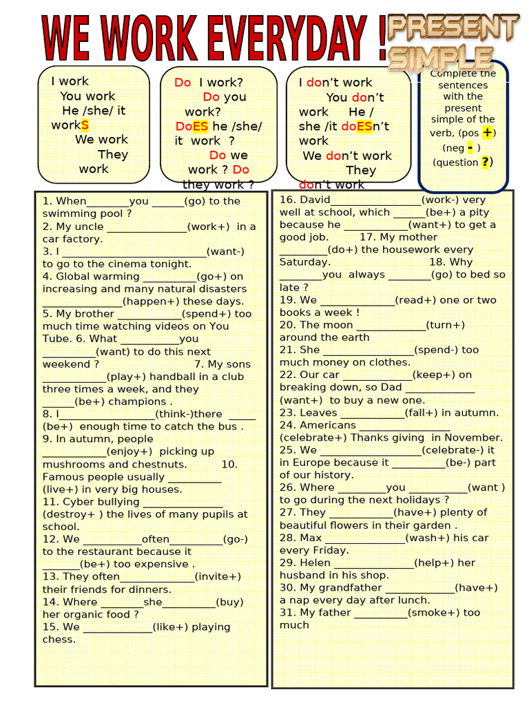 Present Simple New Practice Grammar Drills - 111564 | PDF
