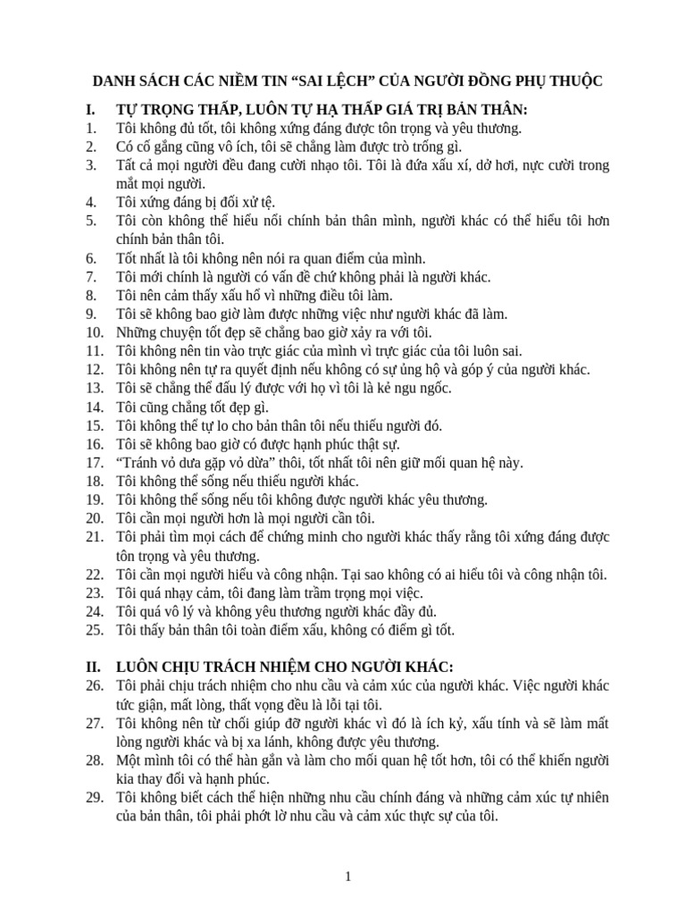 Danh Sach Cac Niem Tin Sai Lech | PDF