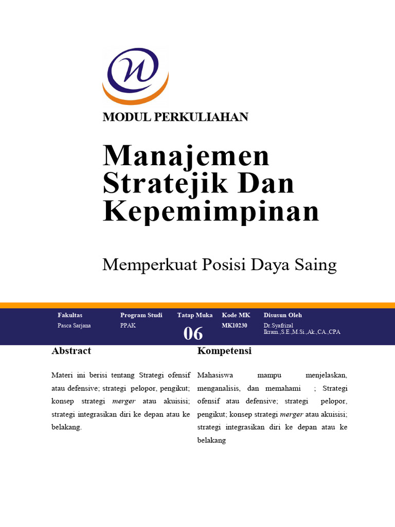 Modul Pertemuan 06 Manajemen Stratejik PPAK. | PDF | Karier & Perkembangan