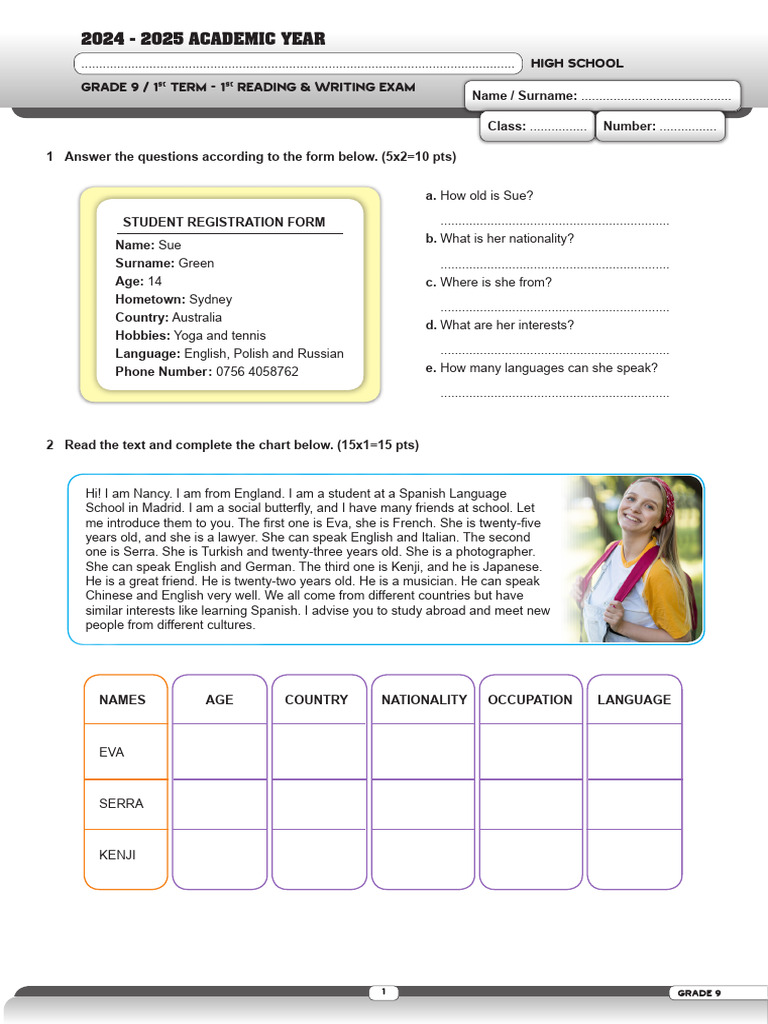 Grade 9 Student Registration and Exam Guide | PDF | Linguistics | Human ...