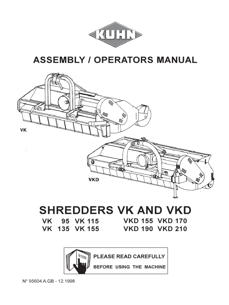 VK 95115135155 VKD 155170190210 | PDF | Tractor | Knife
