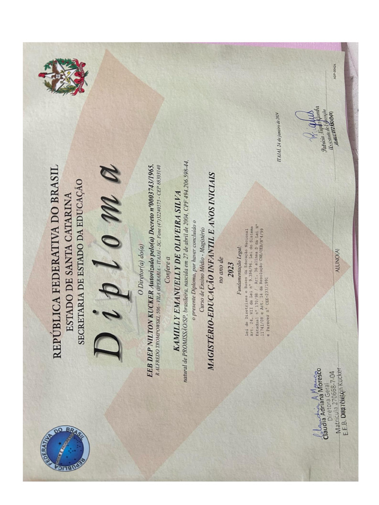 Diploma Magistério PDF | PDF