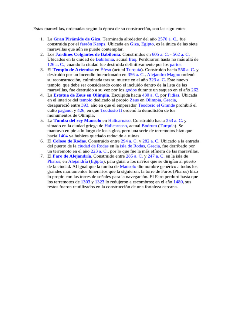 Siete Maravillas de La Antigüedad | PDF