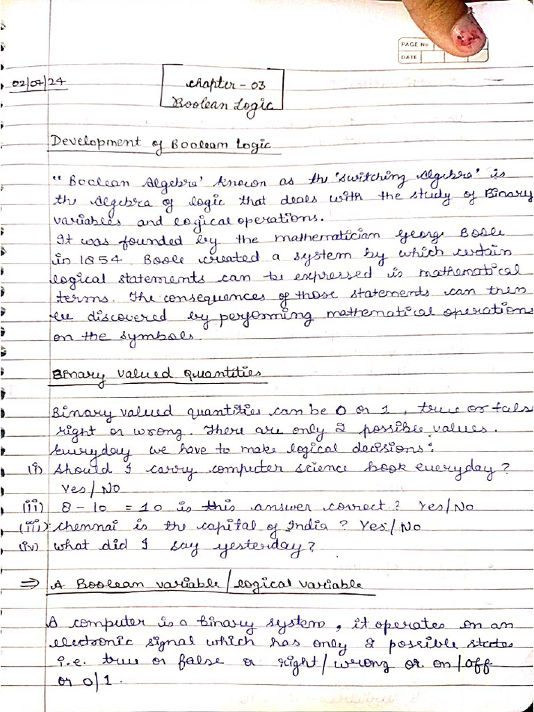 CH 3 Boolean Logic CS XI | PDF