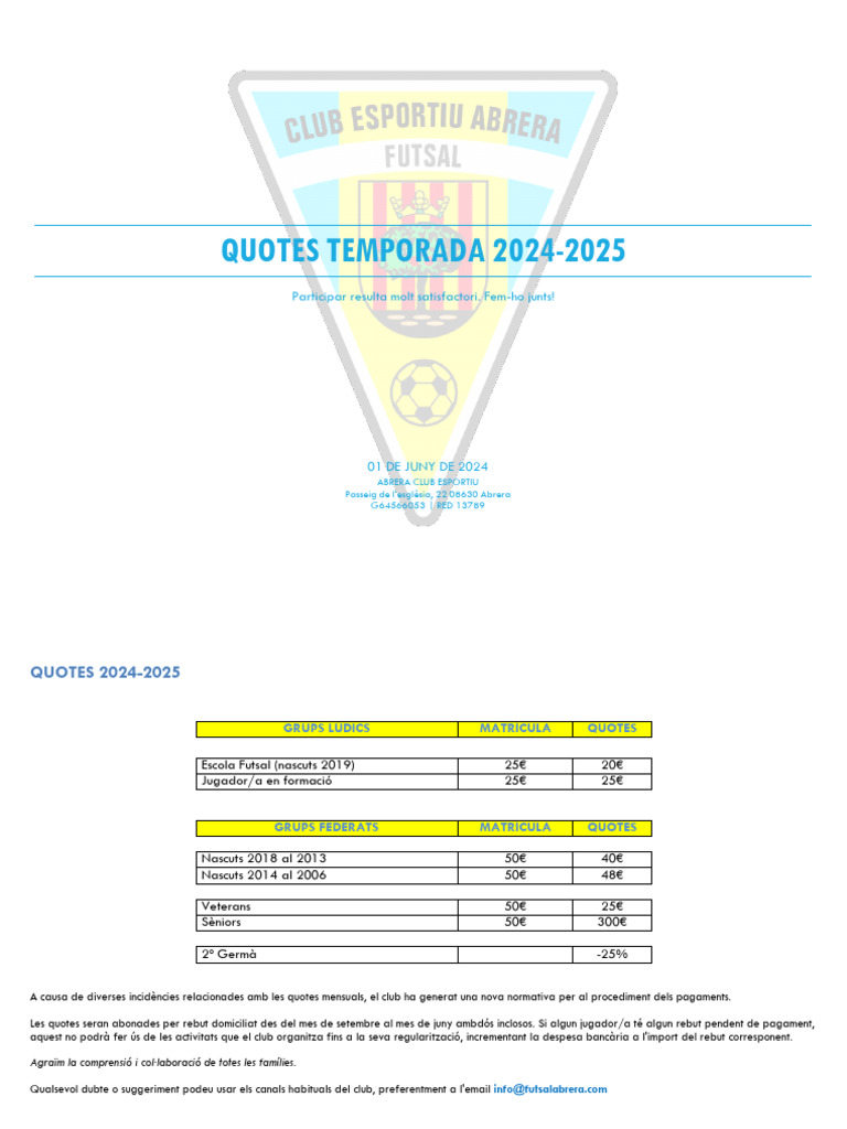 QUOTES TEMPORADA 2024-2025: Participar Resulta Molt Satisfactori. Fem ...
