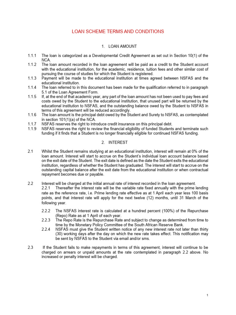 LoanTsandCs | PDF | Interest | Loans