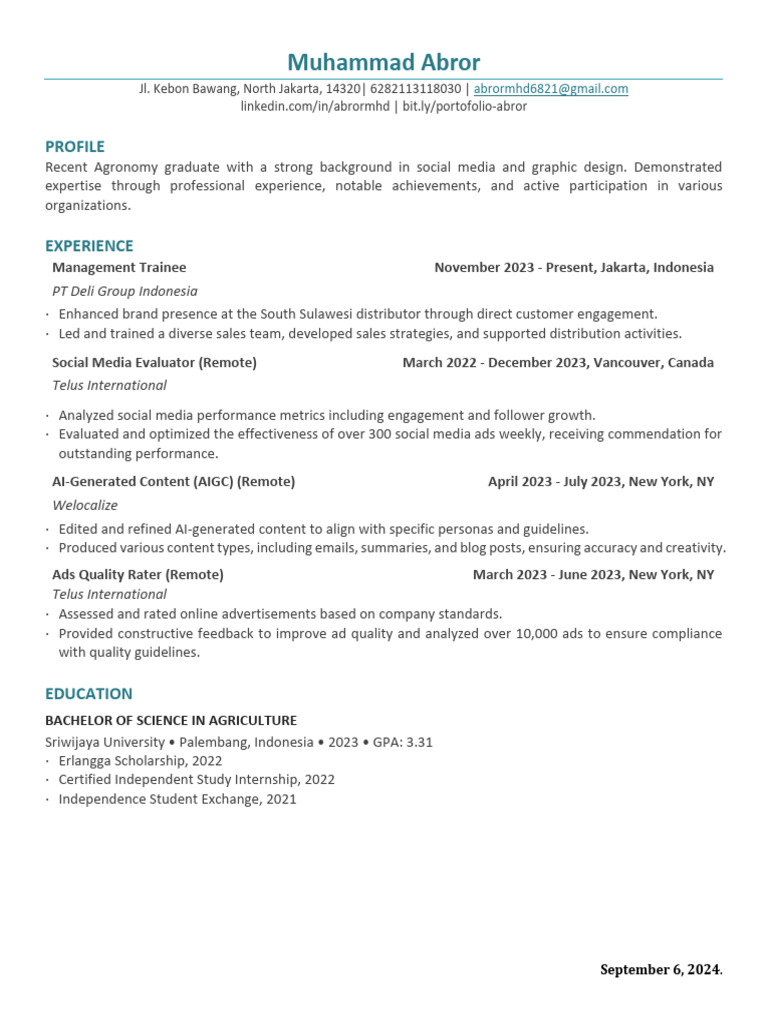 CV Portofolio Muhammad Abror Compressed | PDF | Human Communication