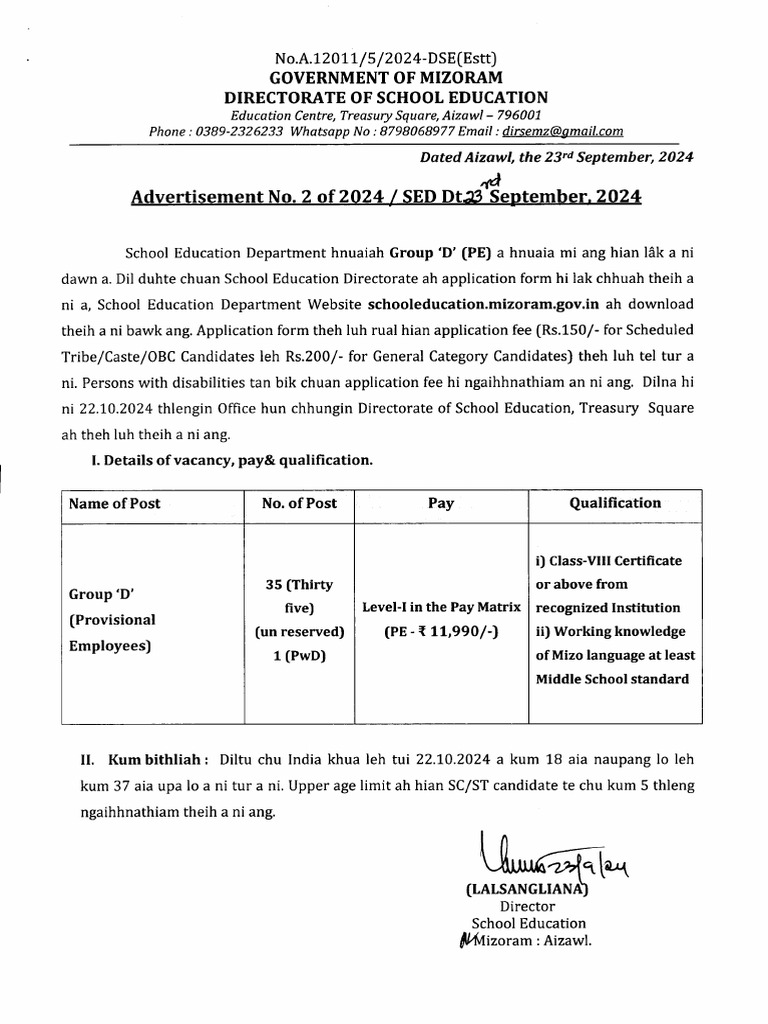School Education Group D Advertisement | PDF | Government And ...