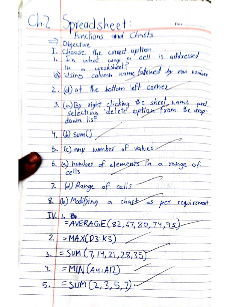 ict spreadsheet questions and answers for students of class 5 | PDF